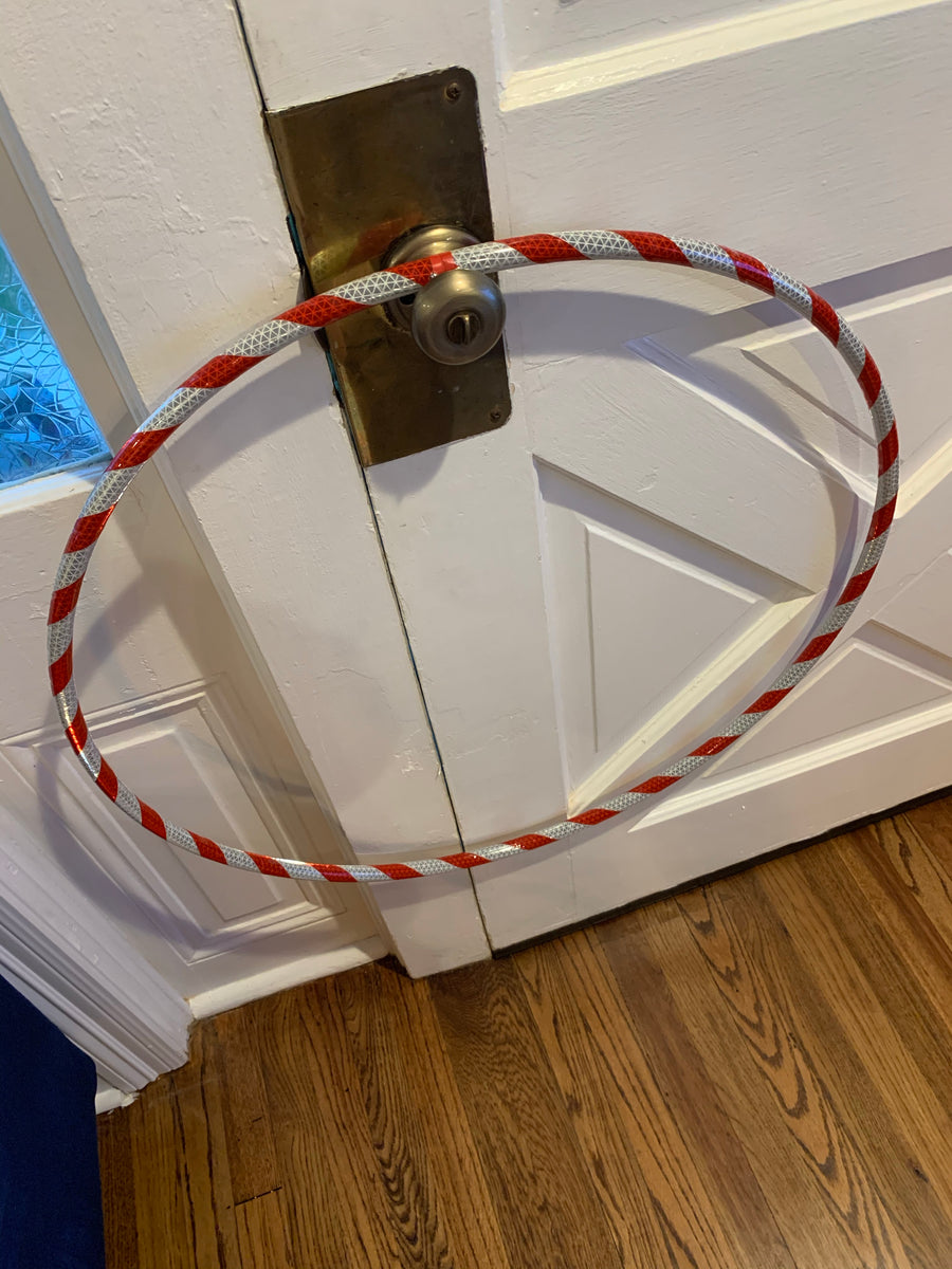 Candy Cane Reflective Taped Hula Hoop – I Dream of Hoops